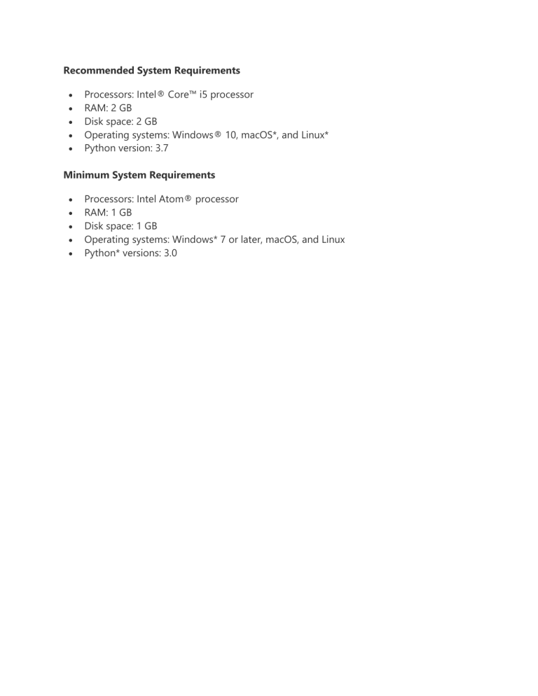 Software System Requirements: Minimum & Recommended