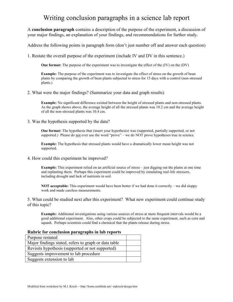 Science Lab Report Conclusion Writing Guide