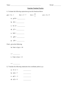 Function Notation Worksheet: Algebra Practice