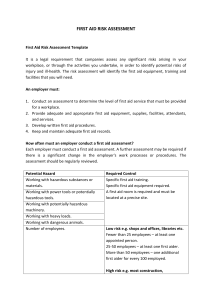 FIRST AID ASSESSMENT FORM FIRST AID ASSESSMENT FORM