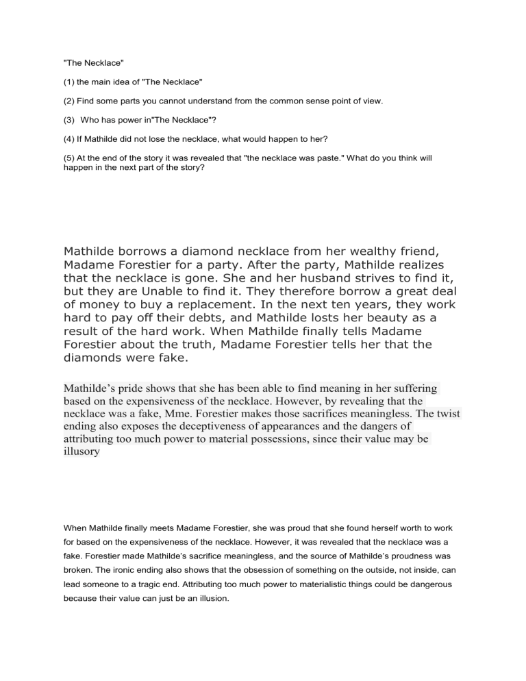 "The Necklace" Analysis