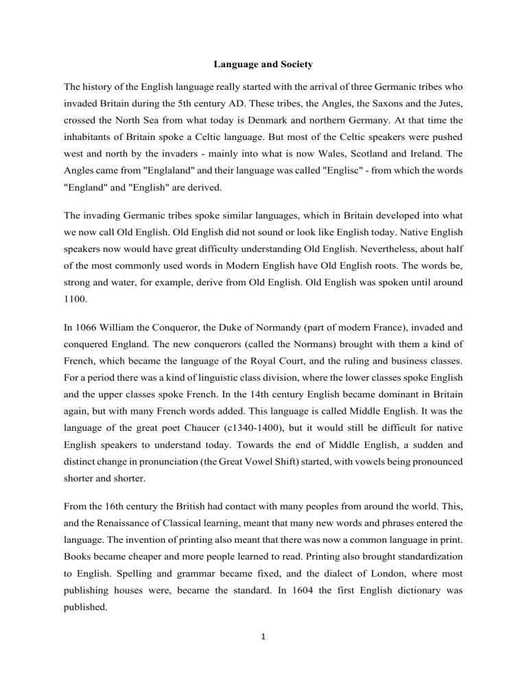 History of the English Language: Evolution & Society