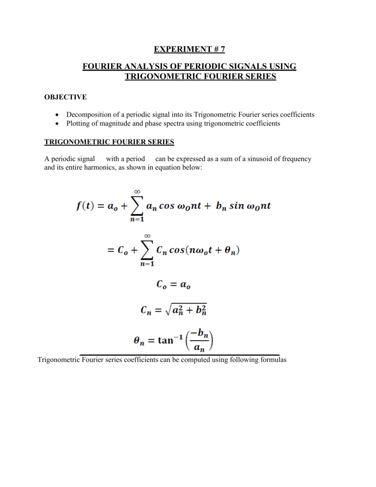 Fourier Analysis Lab: Trigonometric Fourier Series