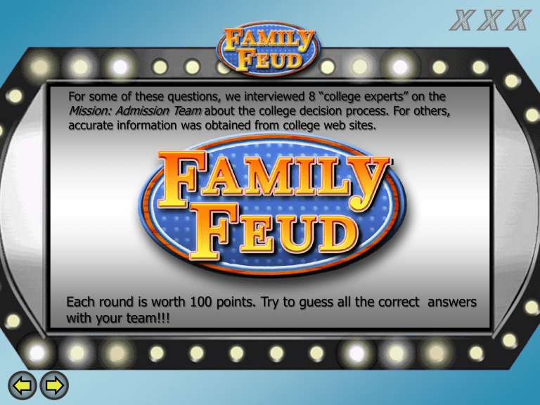 College Family Feud Game Scoreboard