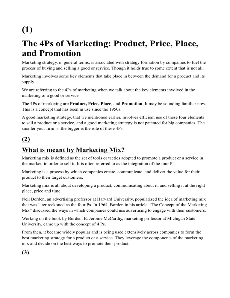 4Ps of Marketing: Product, Price, Place, Promotion Explained