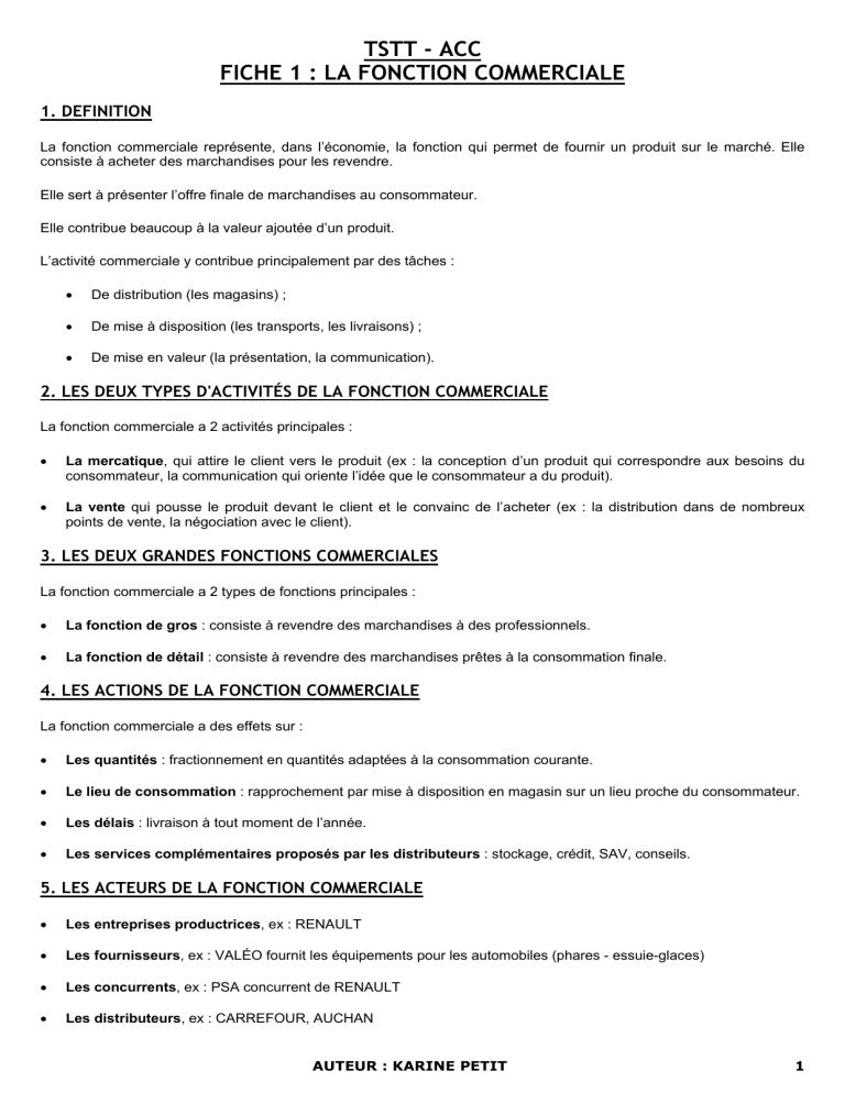La fonction commerciale : définition, activités et acteurs