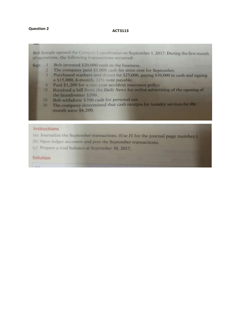 Accounting Exercise: Journal Entries & Trial Balance