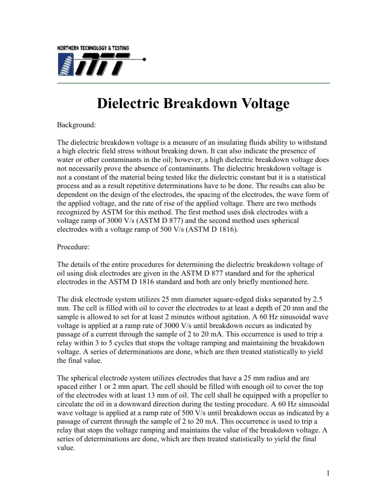 Dielectric Breakdown Voltage Test: ASTM D877 & D1816