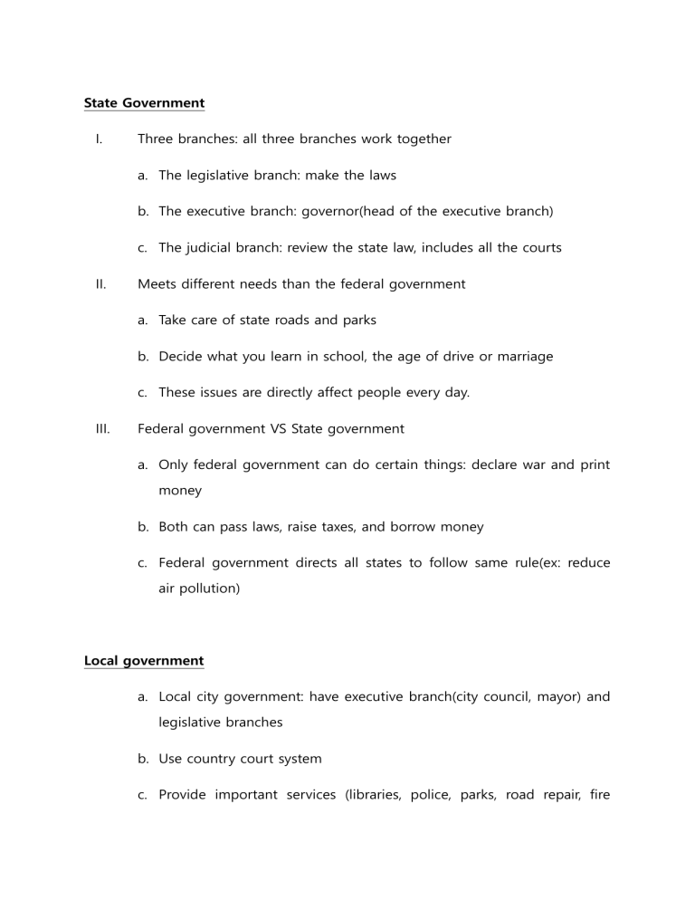 US Government Overview: State, Local, Tribal