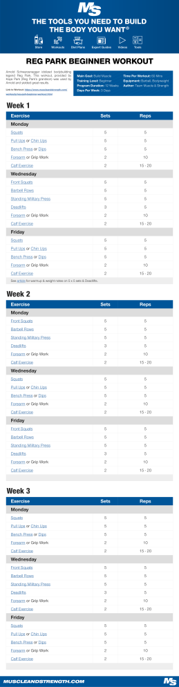 Reg Park Beginner Workout Plan: Build Muscle in 12 Weeks