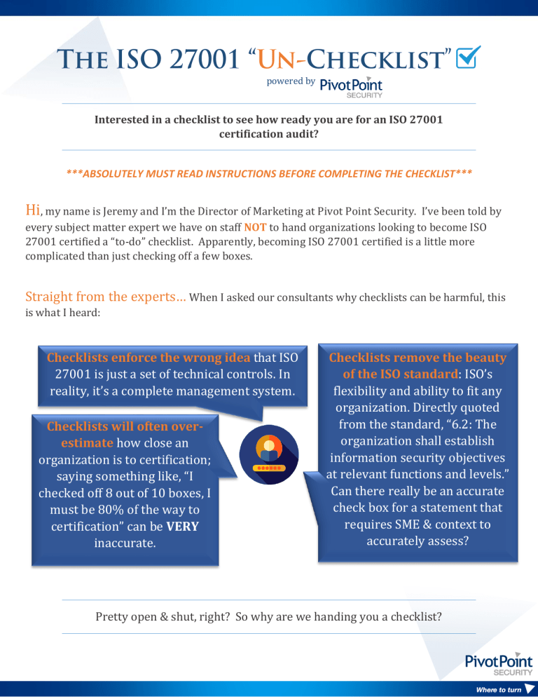 ISO 27001 Readiness Checklist: Assess Your Certification Prep