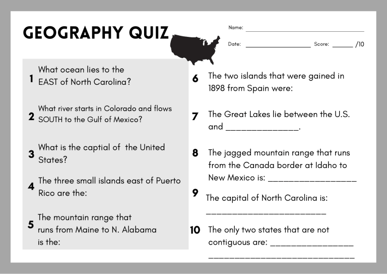 Geography Quiz: Oceans, Rivers, Capitals, and More
