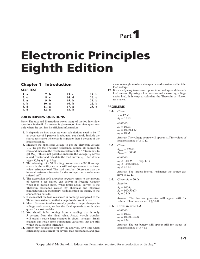 Electronic Principles Chapter 1: Introduction & Circuit Analysis