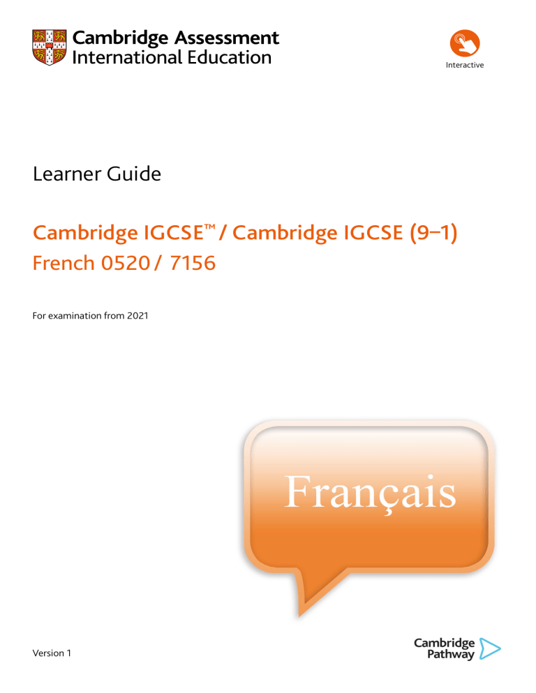 Cambridge IGCSE French Learner Guide