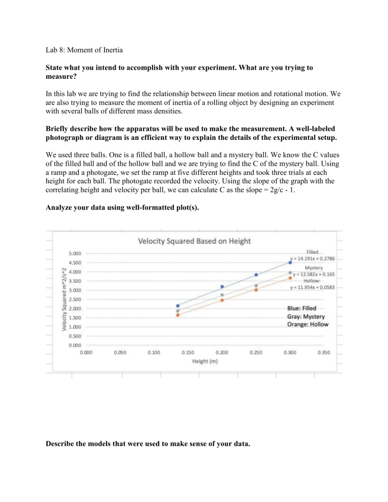 Moment of Inertia Lab Report: Rolling Object Experiment