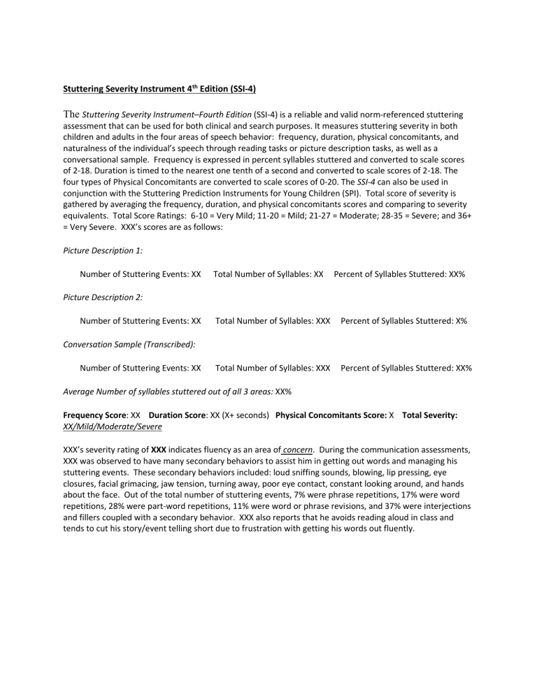 Stuttering & Cluttering Assessment: SSI-4 & PCI Report