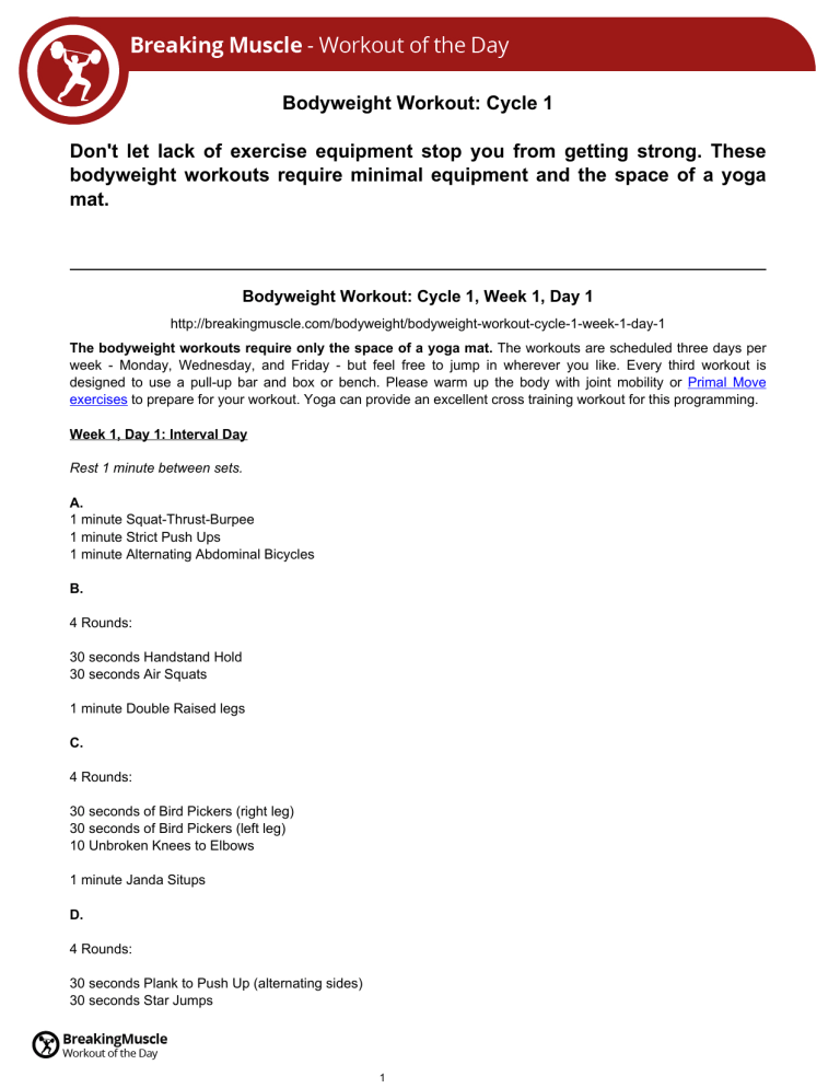 Bodyweight Workout: 4-Week Cycle for Strength & Fitness