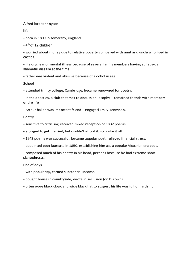 Alfred Lord Tennyson Biography: Life, Poetry, and Legacy