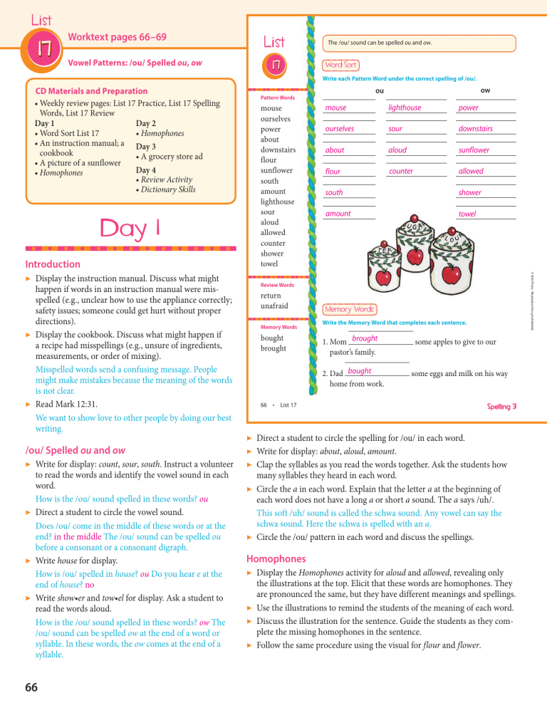 Vowel Patterns: /ou/ Spelling Worktext
