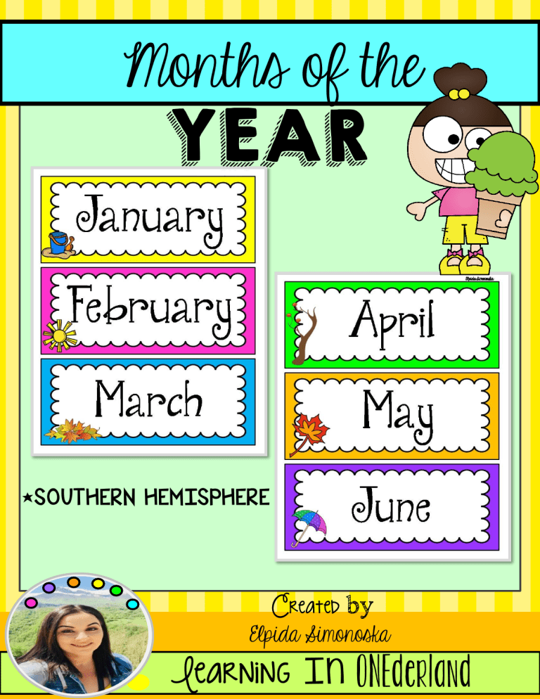 Months of the Year: Southern Hemisphere Learning Resource