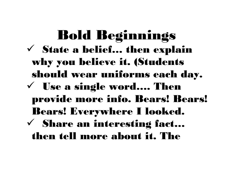 Bold Beginnings: Writing Prompts