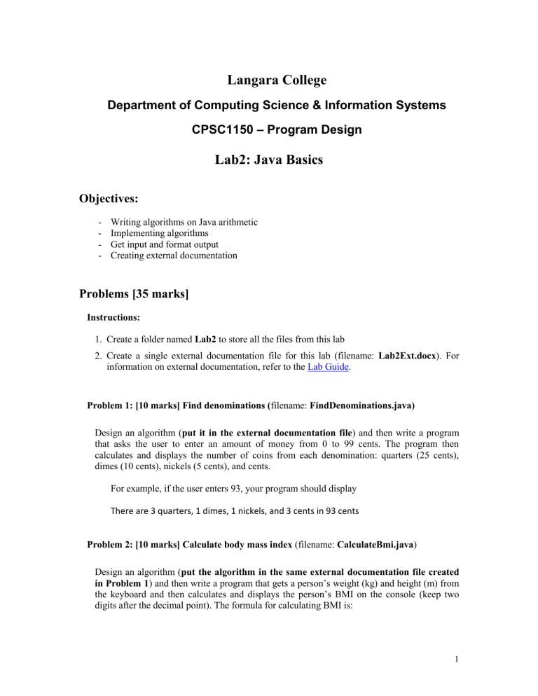 Java Programming Lab: Basics & Algorithms