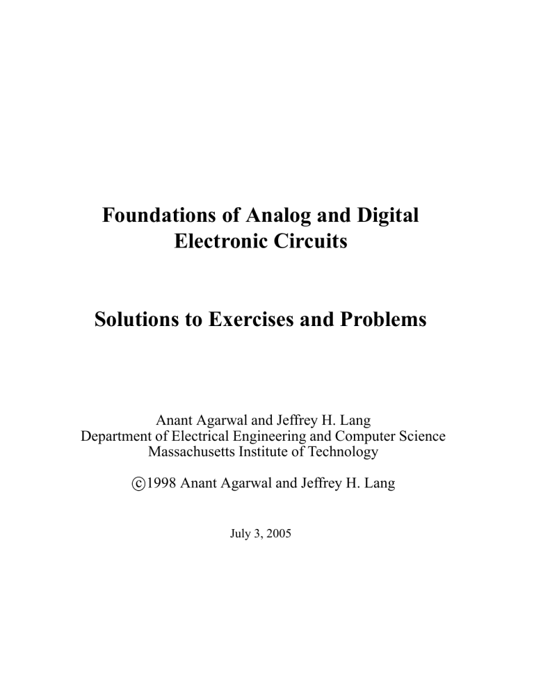 Analog & Digital Circuits Solutions Manual