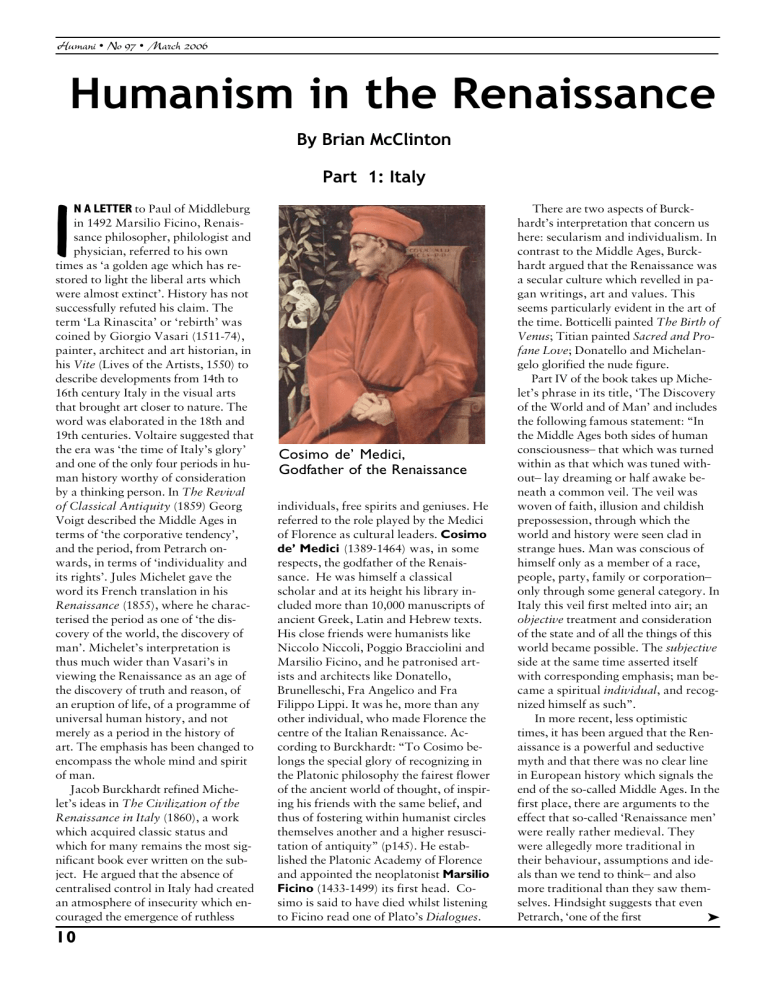 Humanism in the Renaissance