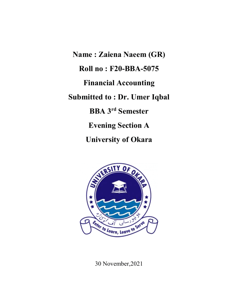 Financial Accounting Assignment Cover Page
