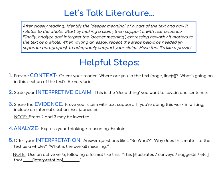 Literature Analysis Guide: Deeper Meaning & Textual Evidence