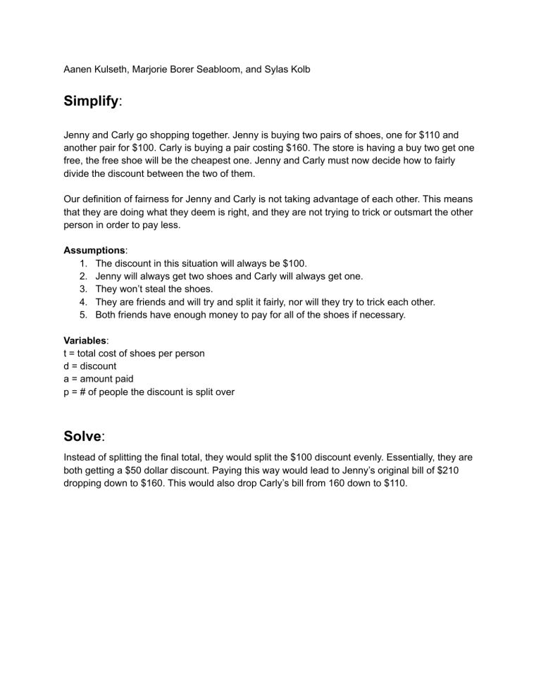 Discount Problem Solving: Fair Division Methods