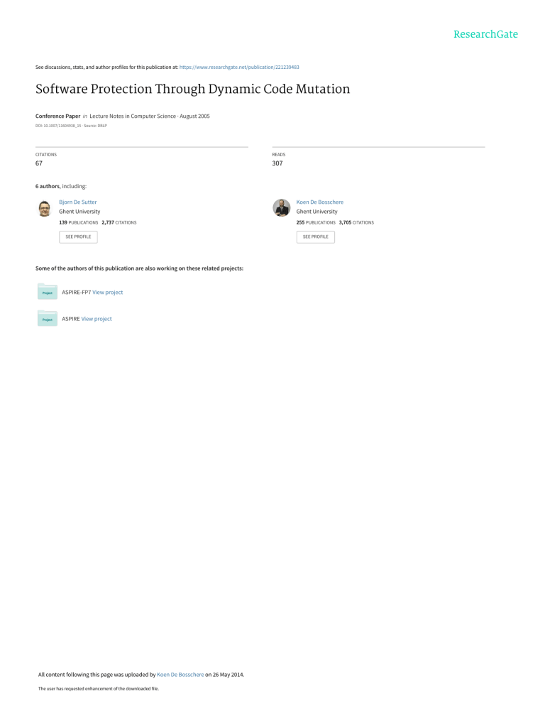 Software Protection Through Dynamic Code Mutation