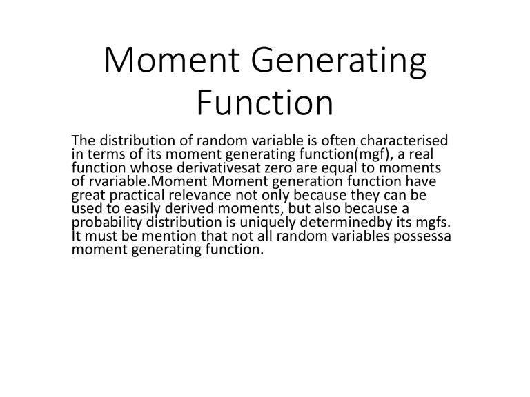 Moment Generating Function Definition