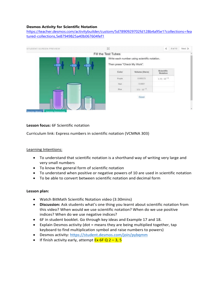 Scientific Notation Lesson Plan & Desmos Activity
