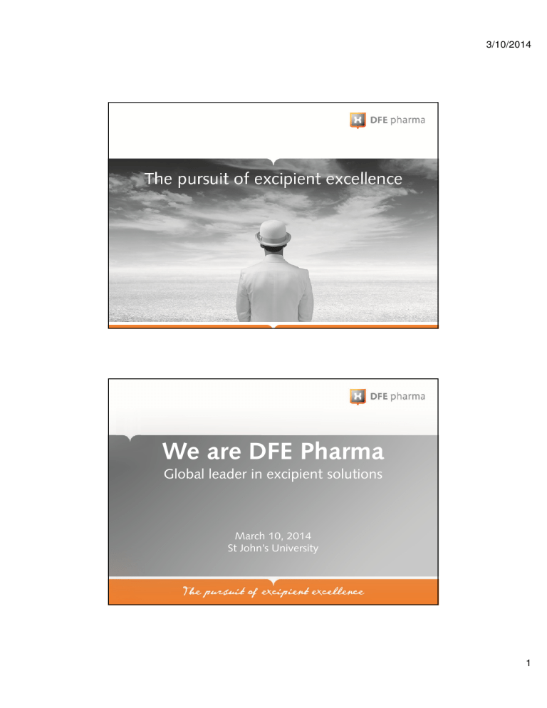DFE Pharma Excipient Solutions for Tablet Formulation