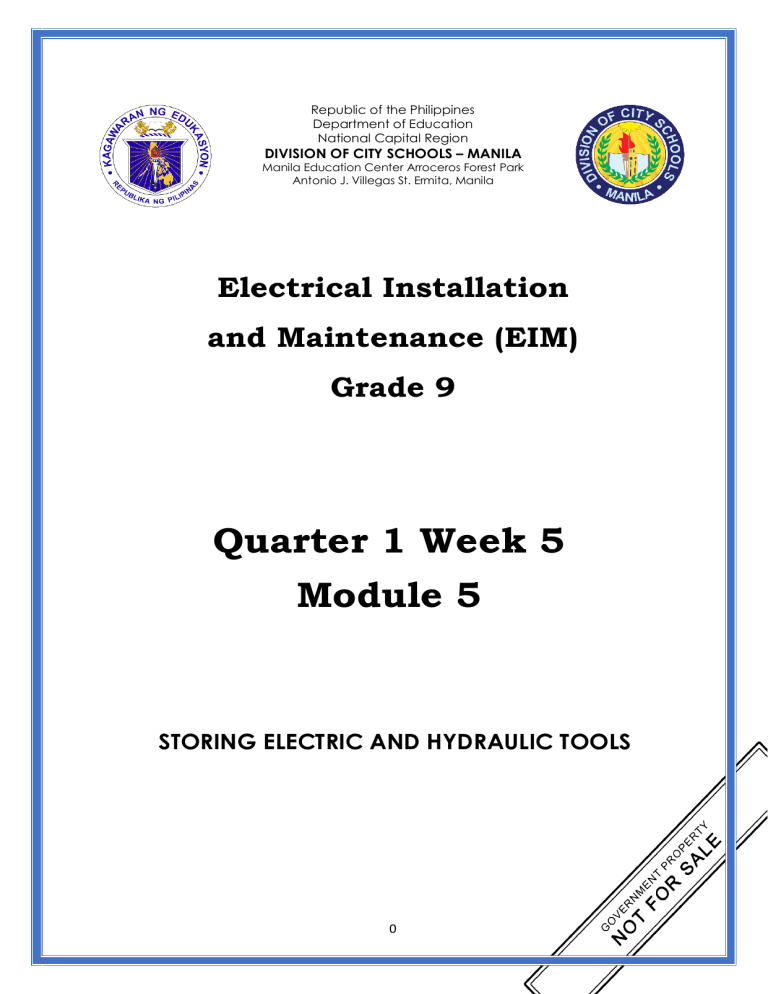EIM Module: Storing Electric & Hydraulic Tools