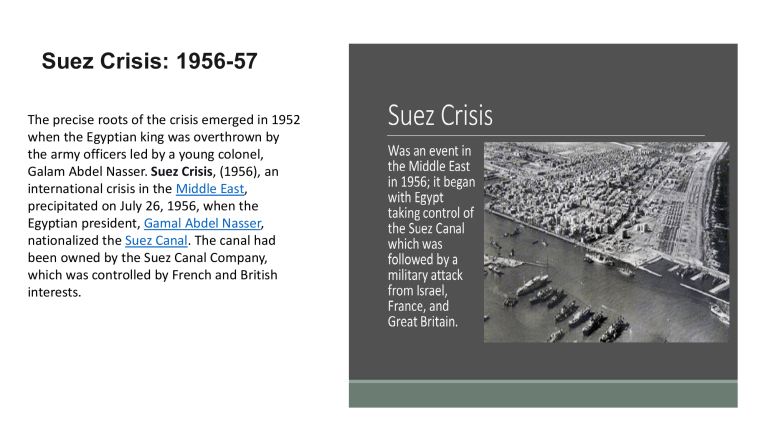 Suez Crisis 1956-57: Middle East History
