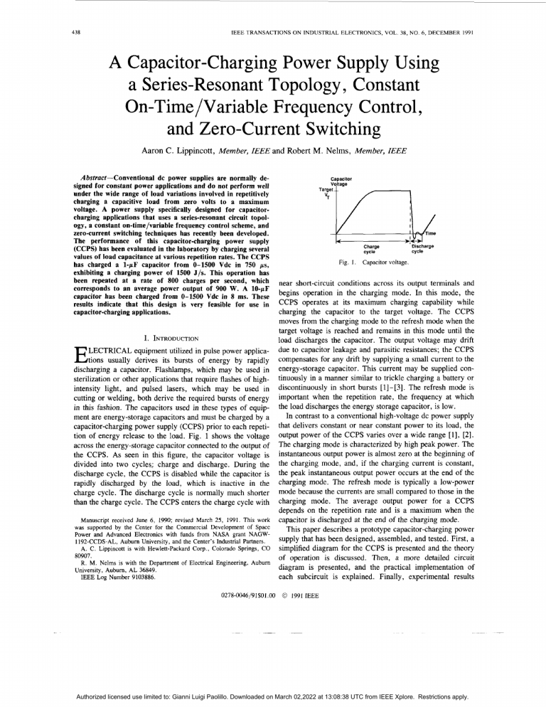 A capacitor-charging power supply using a series-resonant topology ...