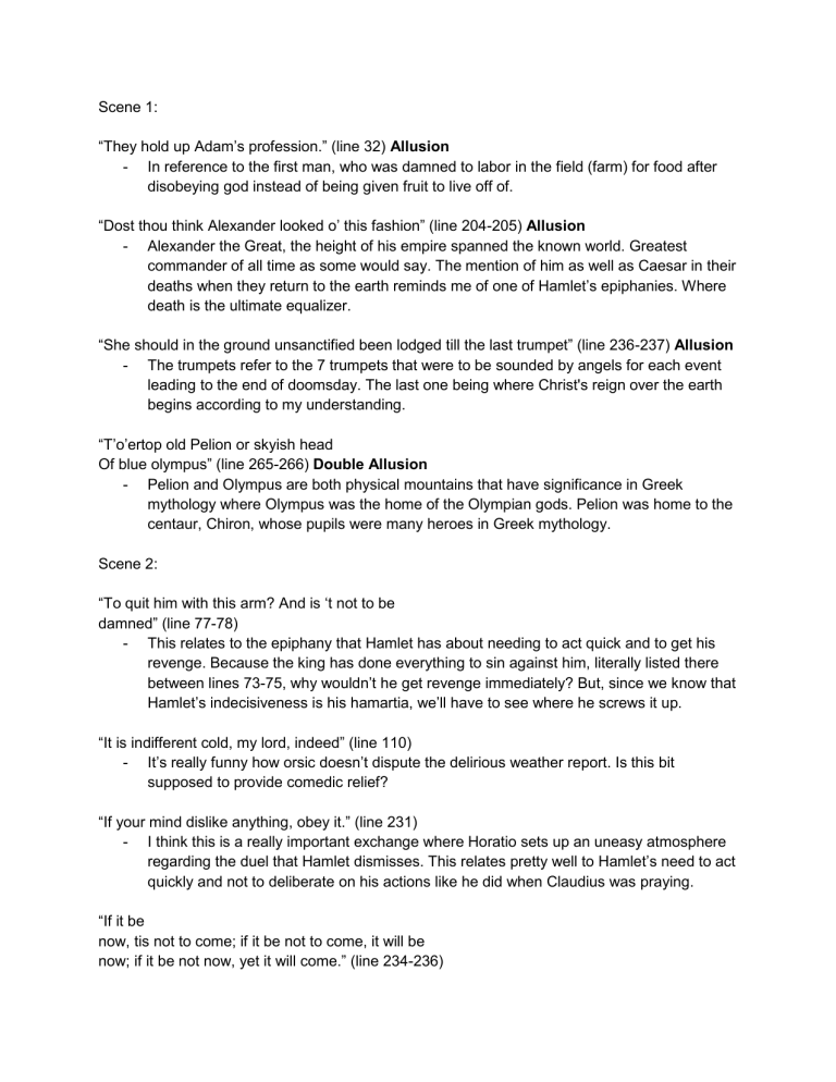 Hamlet Annotations Act V