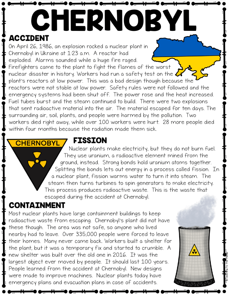 Chernobyl Nuclear Disaster Worksheet