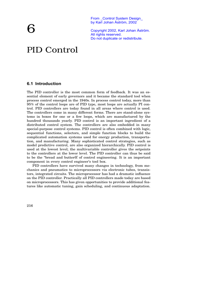 PID Control: Algorithm, Filtering, and Implementation
