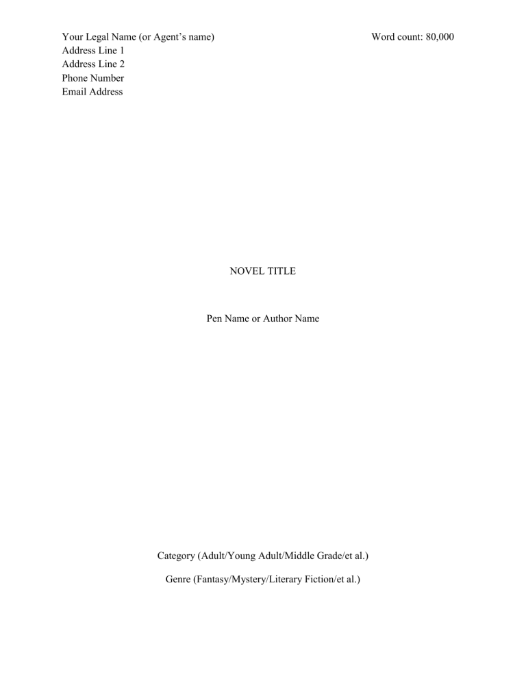 Novel Manuscript Template: Formatting Guide