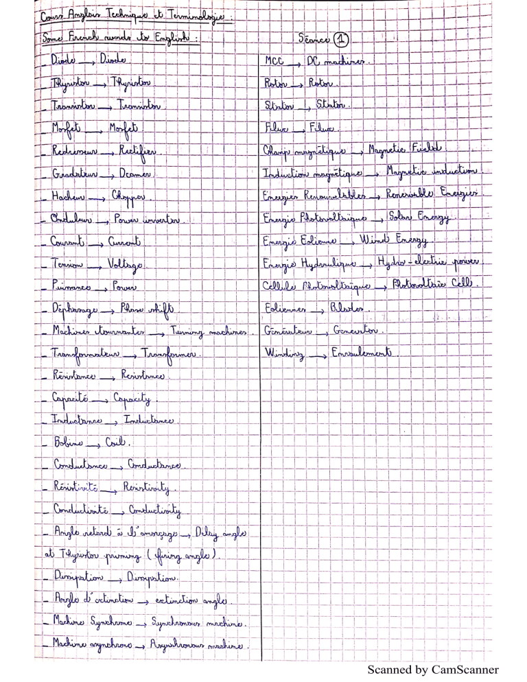 Electrical Engineering Terminology: French to English