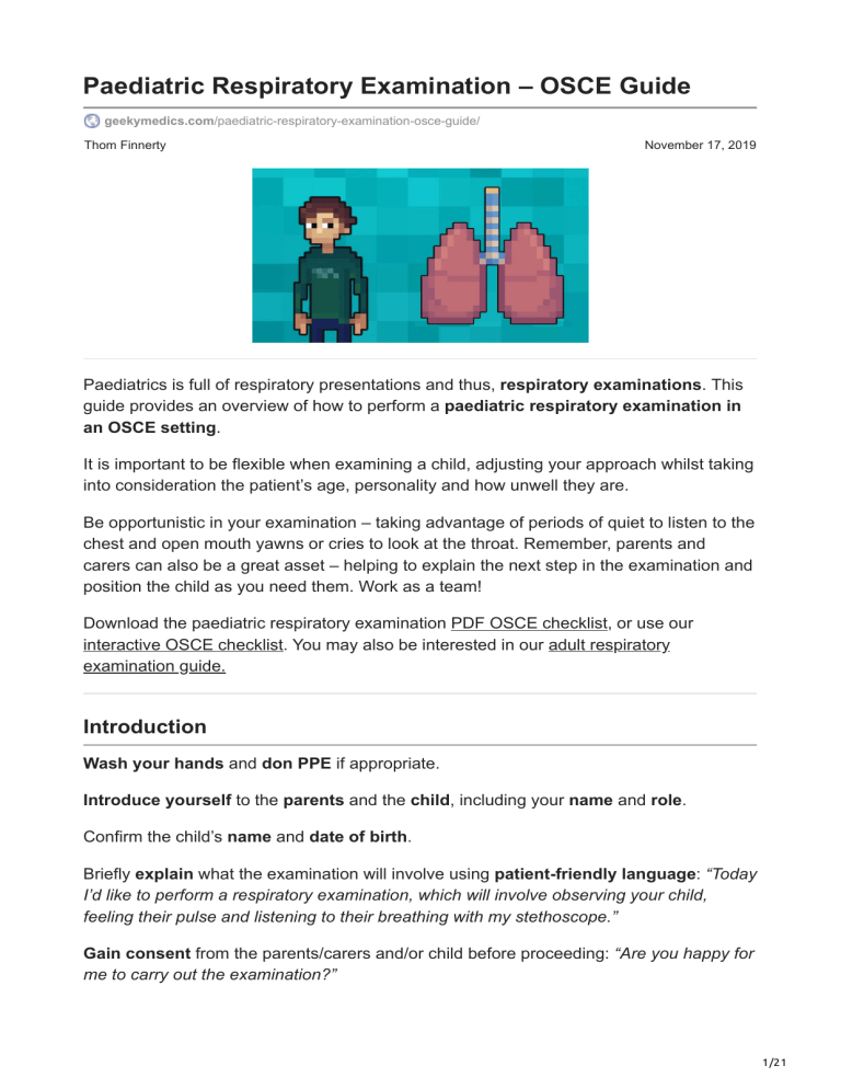 Paediatric Respiratory Exam OSCE Guide