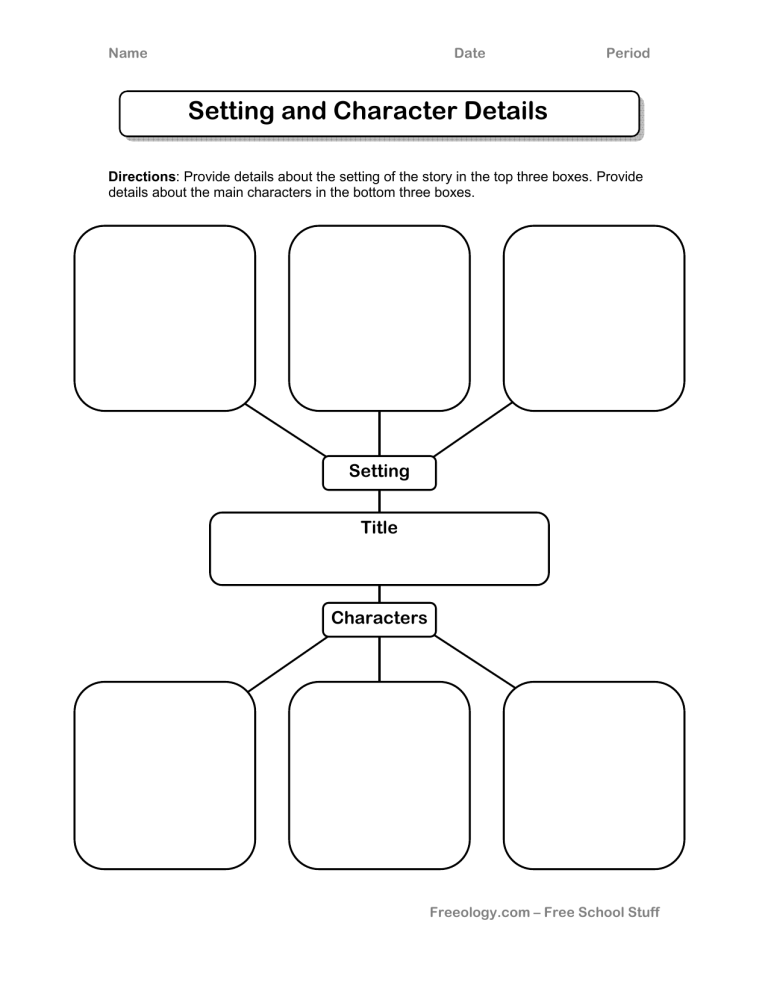 Setting and Character Details Worksheet