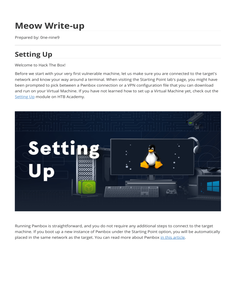 Hack The Box: Meow Write-up - Starting Point Guide