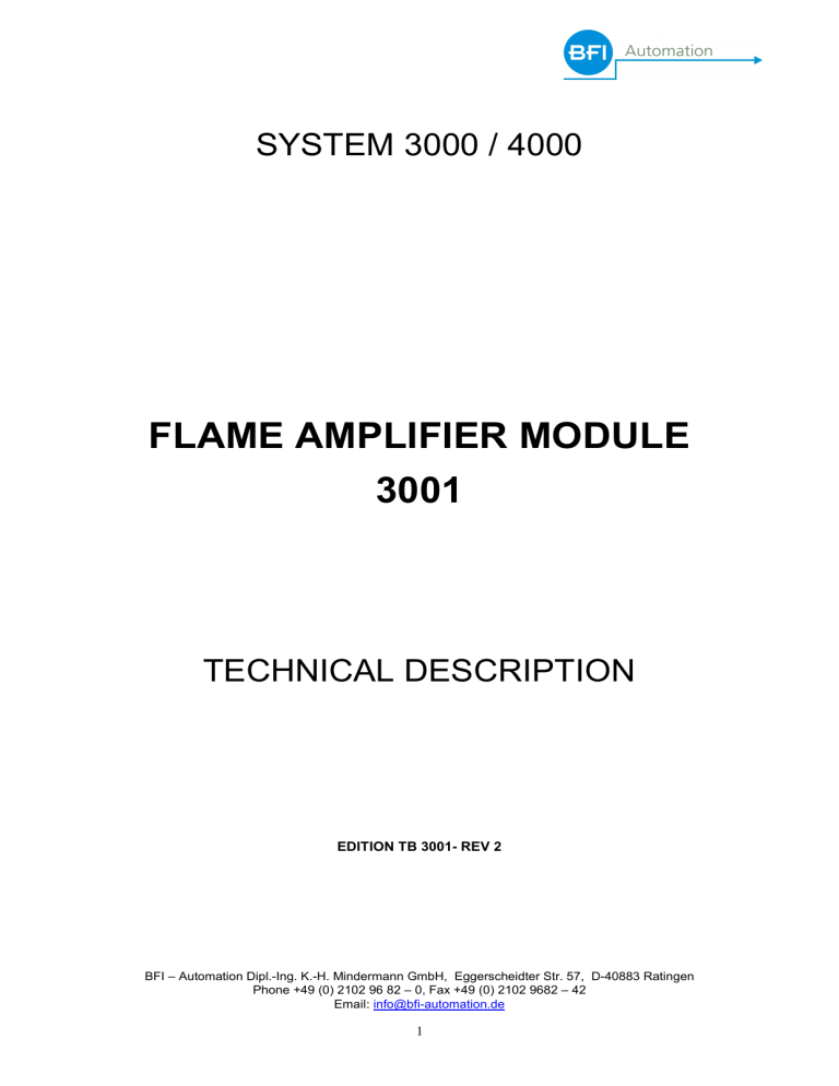 Flame Amplifier Module 3001 Technical Description