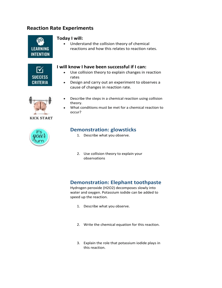 Reaction Rates & Collision Theory: Lab Experiments