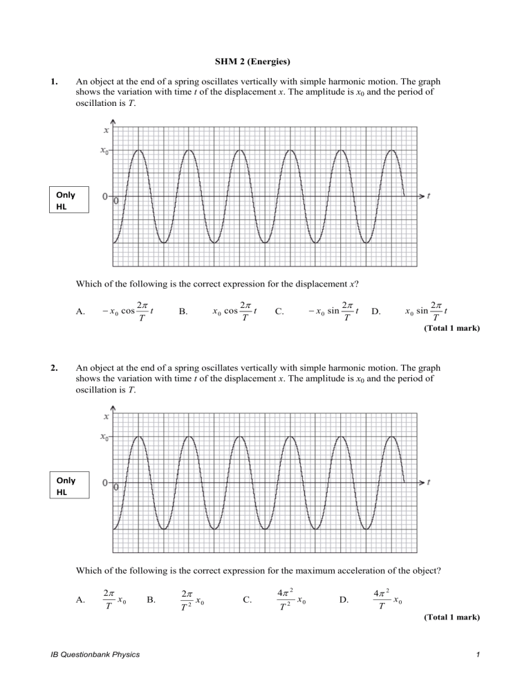 SHM & Waves Physics Exam Questions