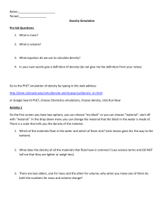 Density Simulation Lab Worksheet - PhET Activity